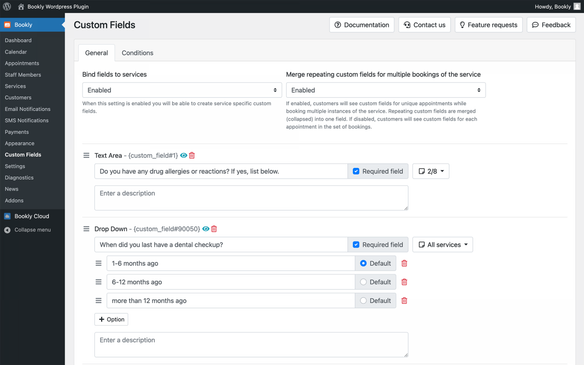 Various types of custom fields in your booking form - Bookly – Appointment Booking and ...