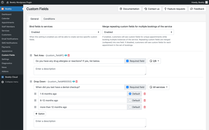 Various types of custom fields in your booking form - Bookly ...